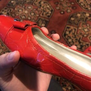 Coach | Shoes | Coach Red Flats With Silver Heart Hardware 85 | Poshmark